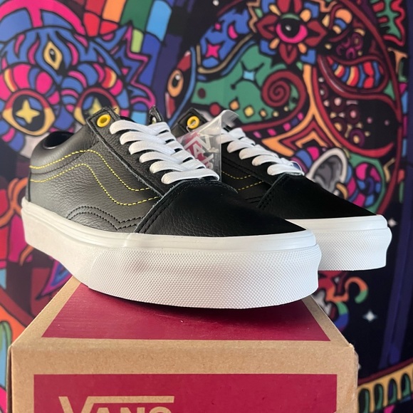 Vans | Shoes | Rare Black Leather Nyc Vans | Poshmark